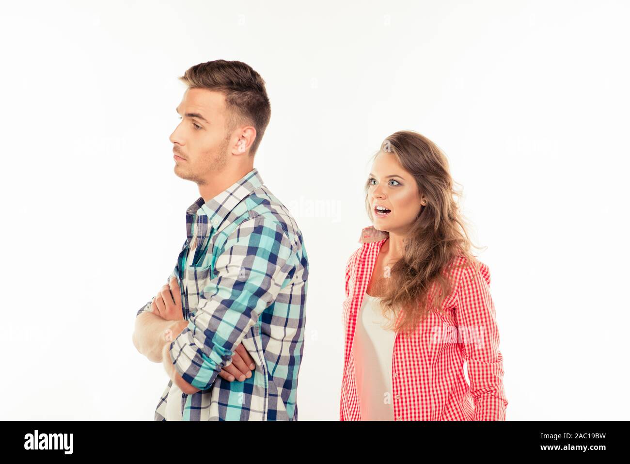 Annoyed young woman shouting at her boyfriend Stock Photo - Alamy