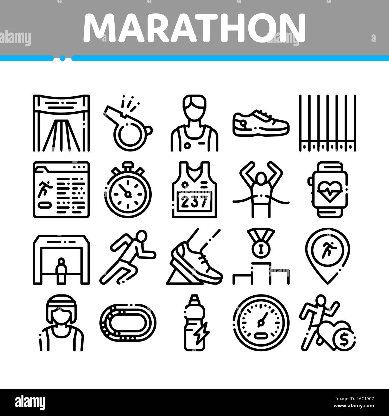 Marathon Collection Elements Icons Set Vector Stock Vector Image & Art ...