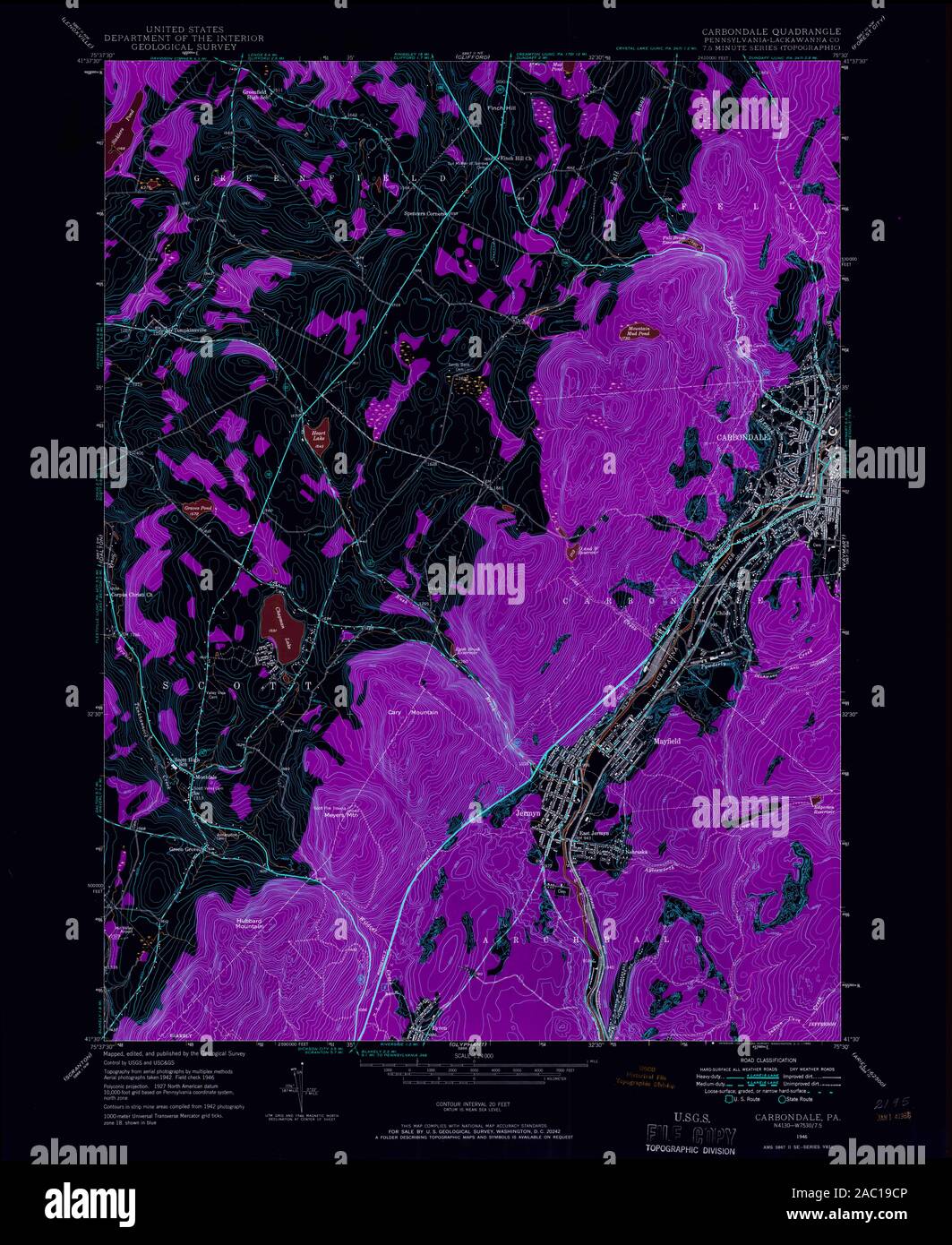 Carbondale pennsylvania map hi-res stock photography and images - Alamy