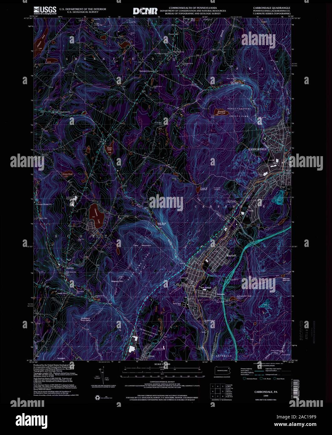 Carbondale pennsylvania map hi-res stock photography and images - Alamy