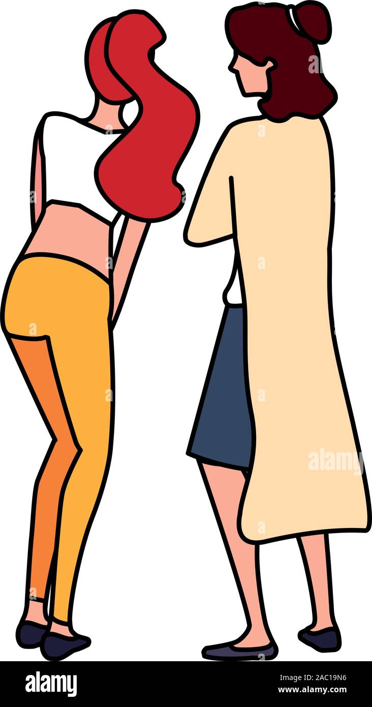 women of back position on white background vector illustration design ...