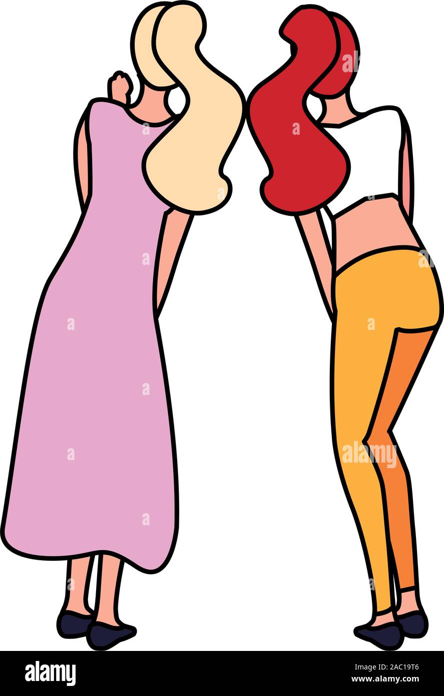 women of back position on white background vector illustration design ...