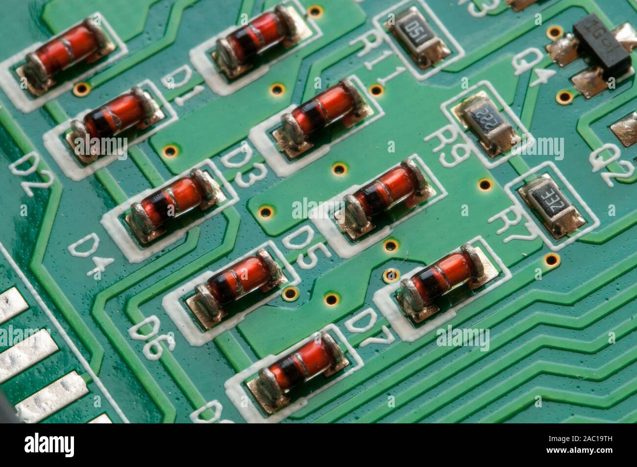 Details Of A Computer Electronic Circuit Board With Components