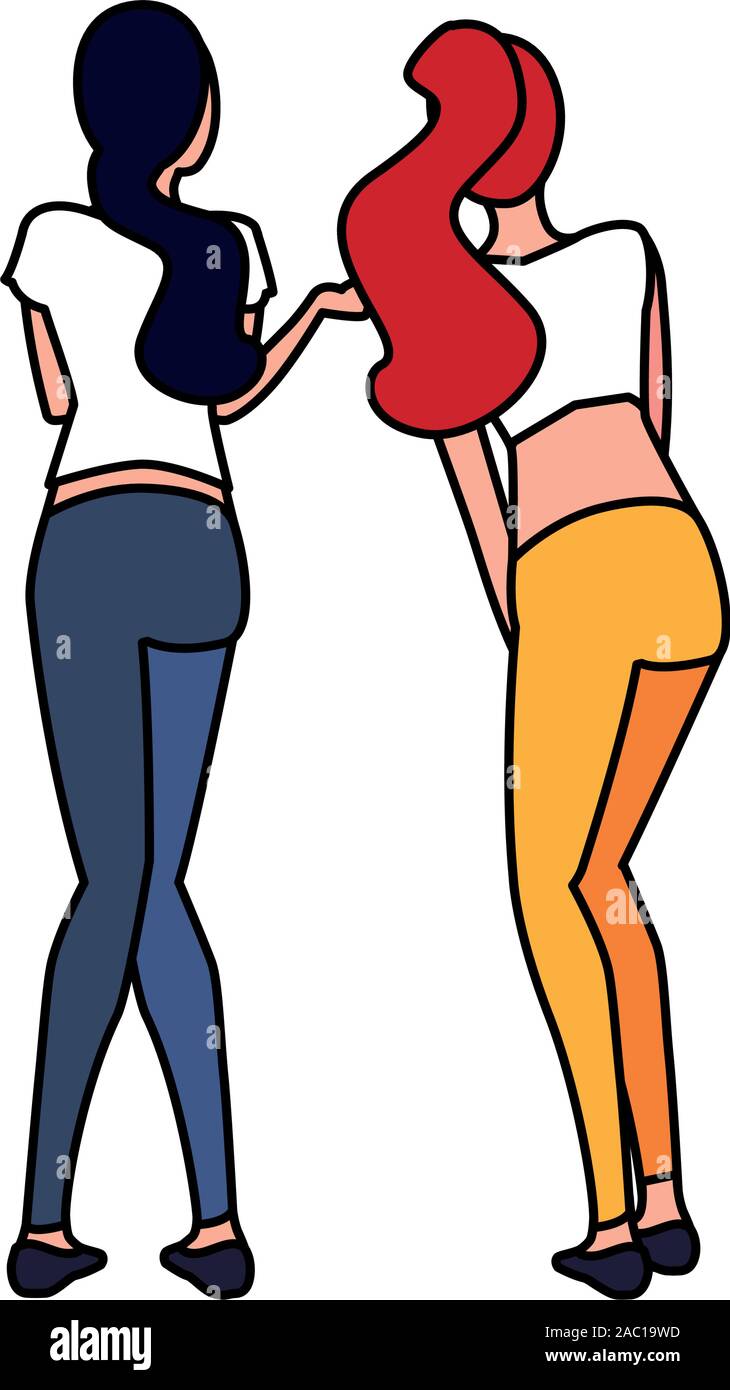 women of back position on white background vector illustration design ...