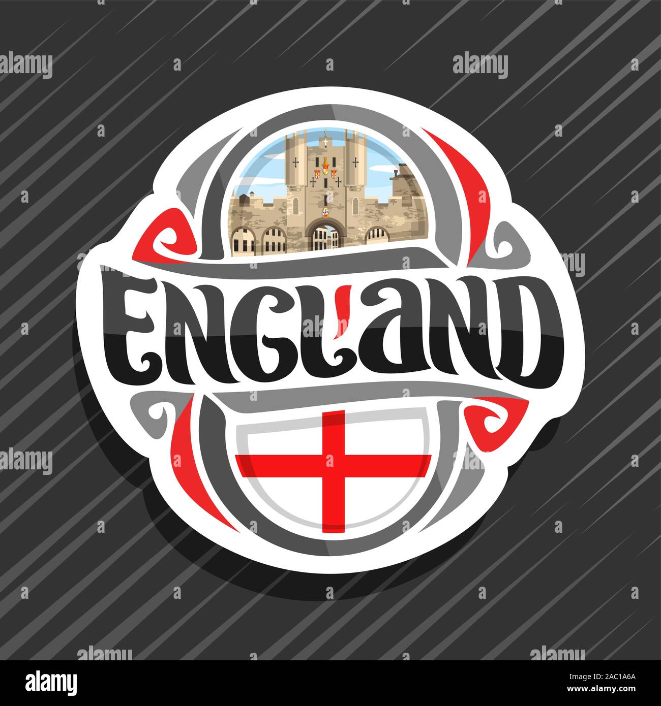 Vector logo for England, fridge magnet with english flag, original ...