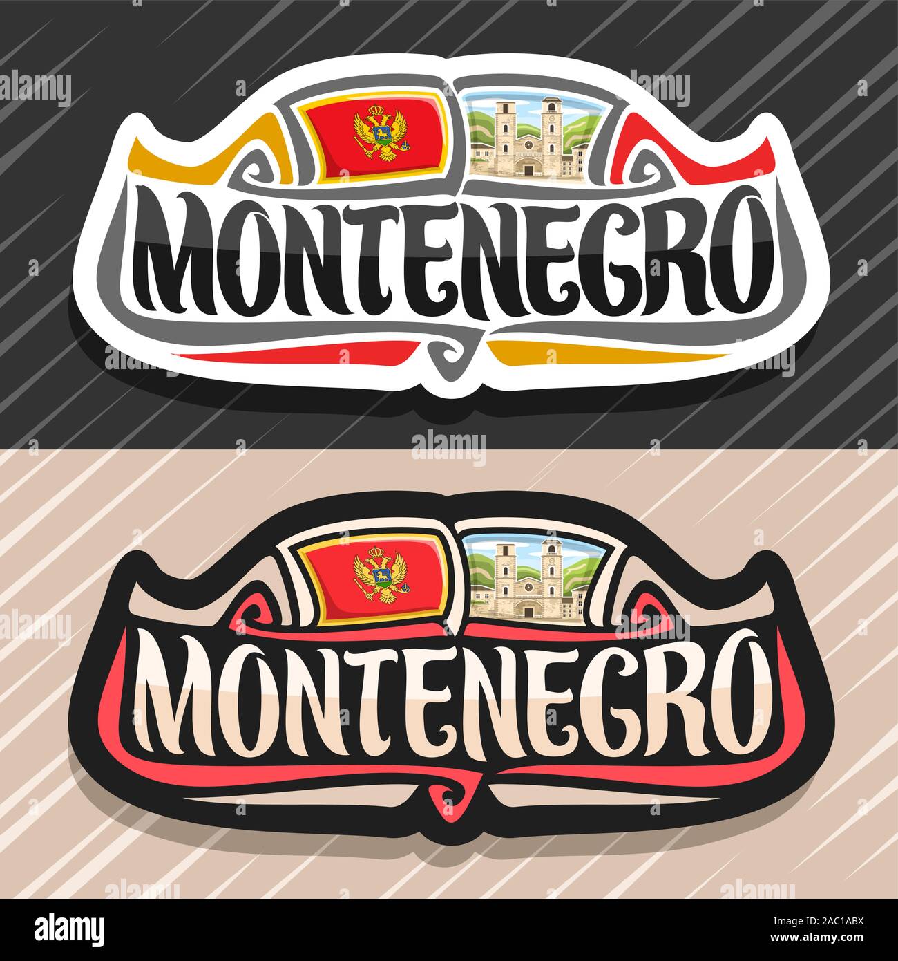 Vector logo for Montenegro, fridge magnet with montenegrin flag ...