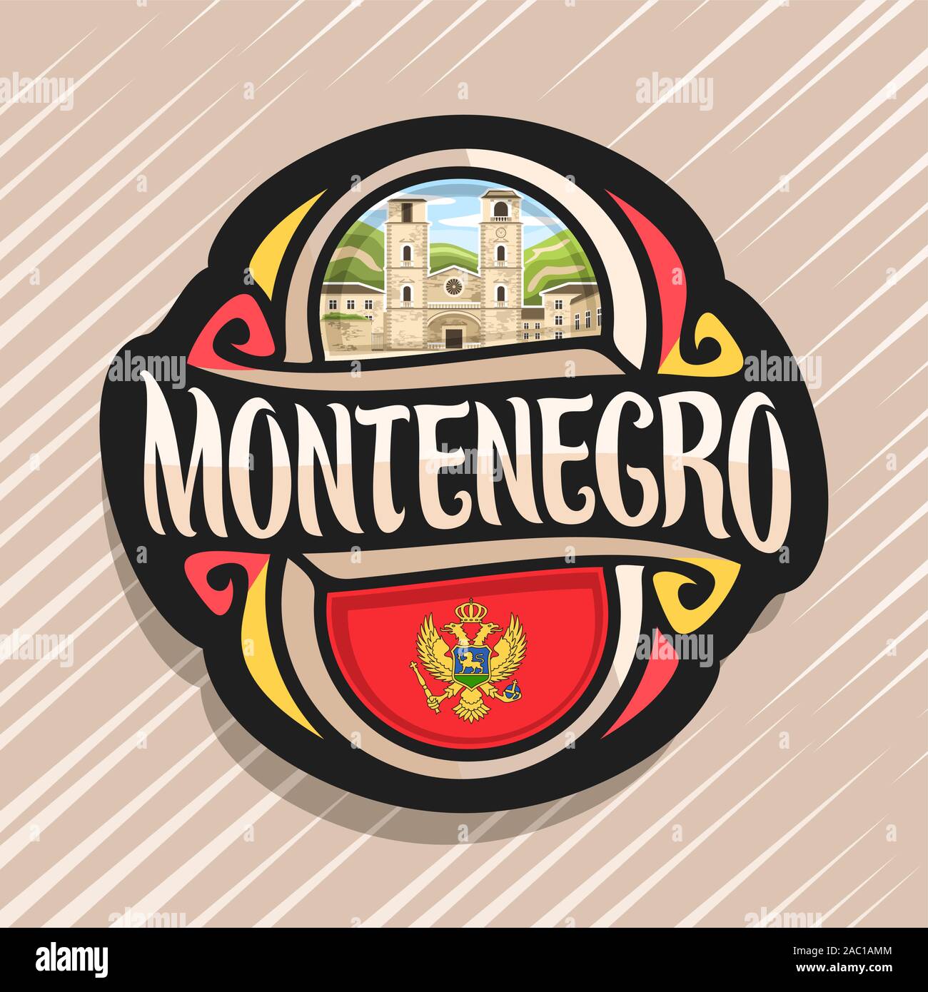 Vector logo for Montenegro, fridge magnet with montenegrin flag ...