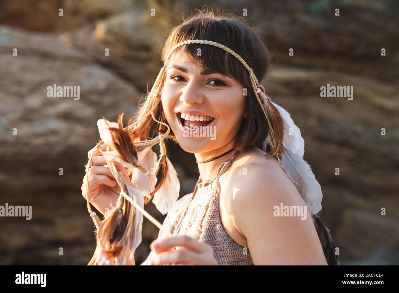 Woman hippy walking hi-res stock photography and images - Alamy