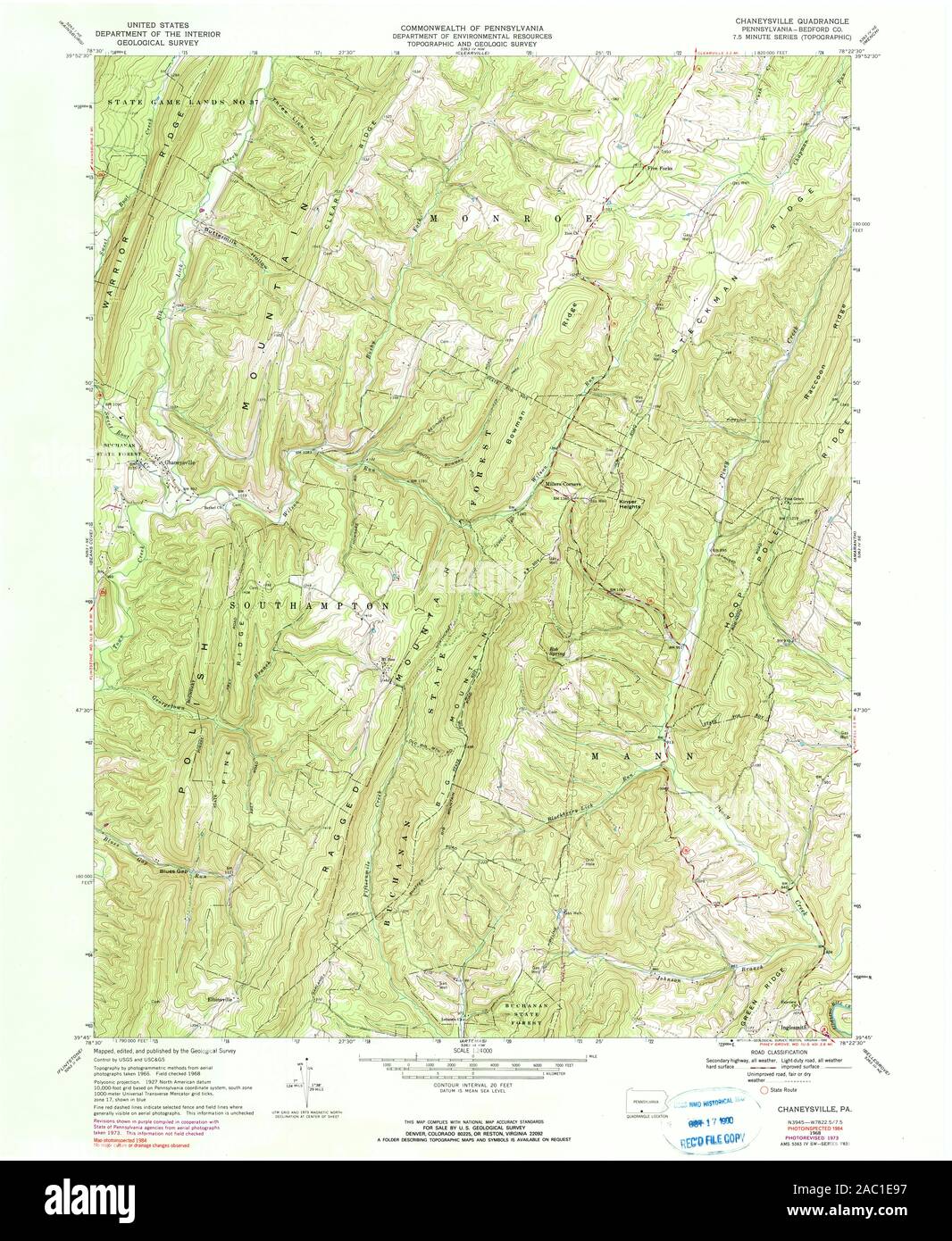Chaneysville map hi-res stock photography and images - Alamy