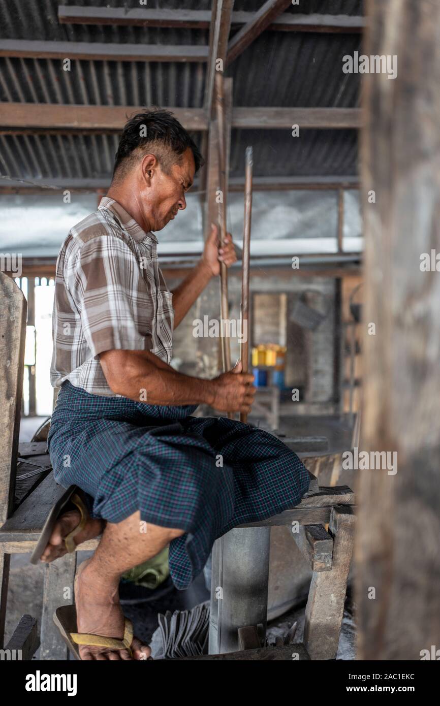 Traditional blacksmith workers on Inle Lake in Myanmar, Asia Stock ...