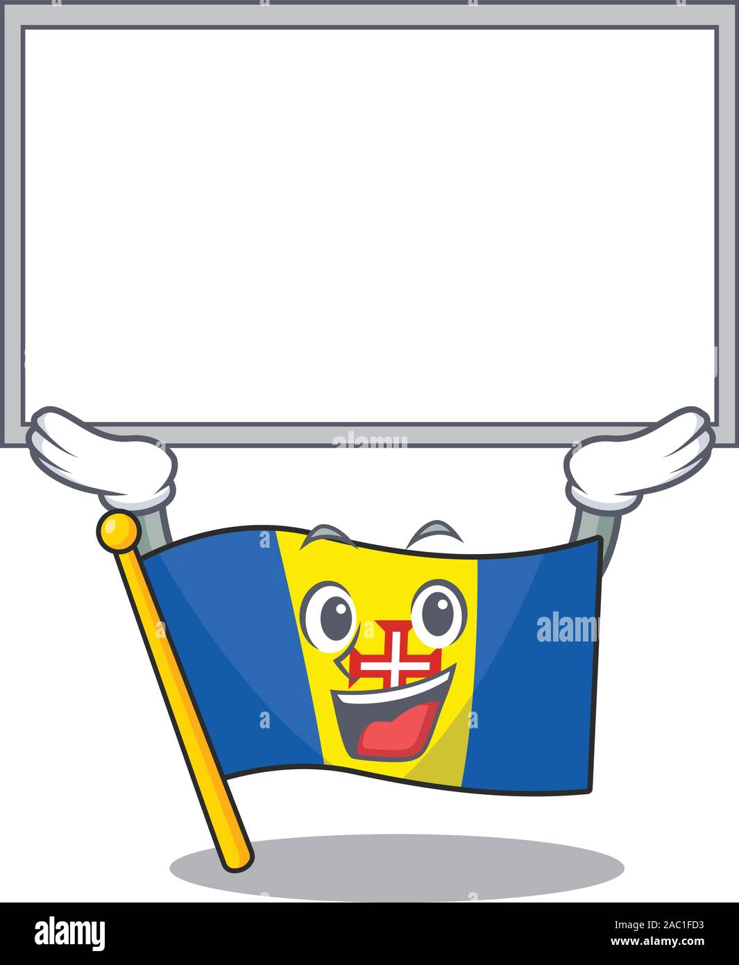 cute cartoon character flag madeira raised up board Stock Vector Image ...