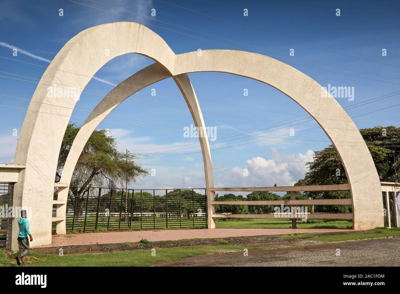 Ethiopia, Rift Valley, Hawassa, giant arches on banks of Lake Awasa ...