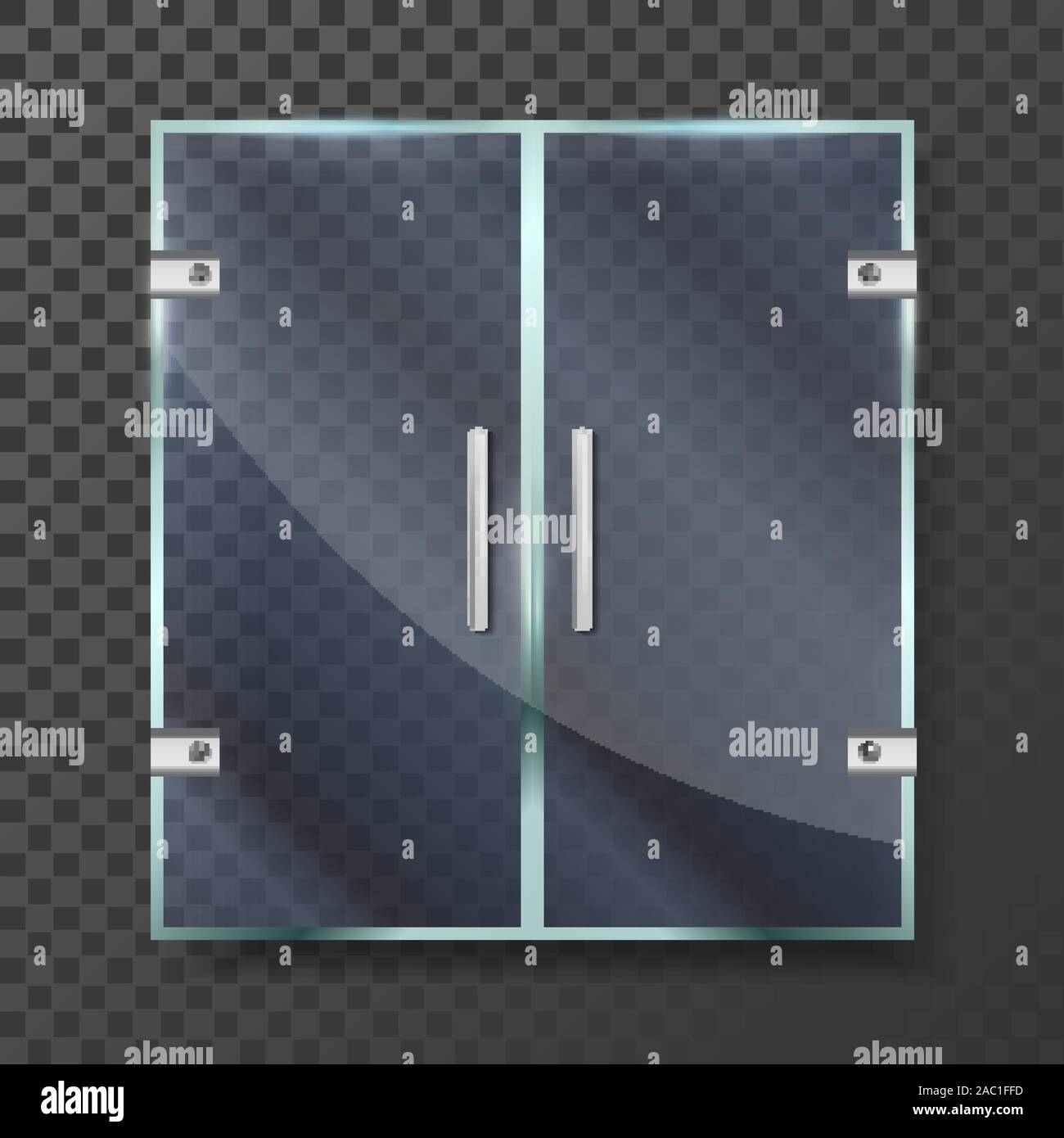 Glass Door With Aluminum Handle And Hinges Vector Stock Vector Image ...