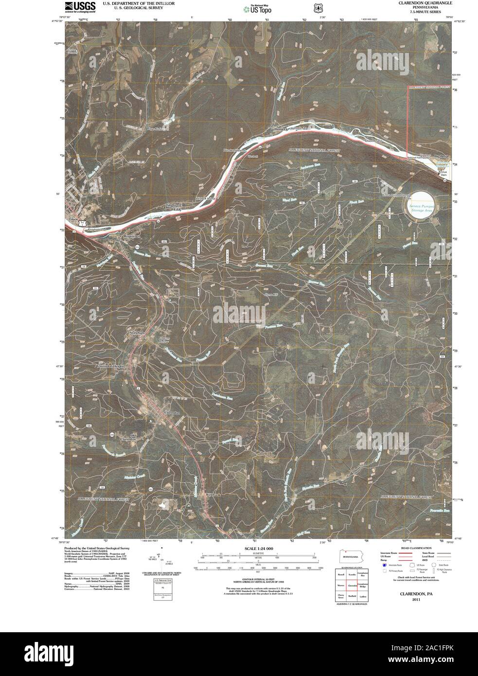 USGS TOPO Map Pennsylvania PA Clarendon 20110426 TM Restoration Stock ...