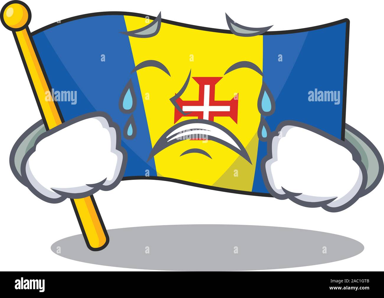 Sad Crying flag madeira mascot cartoon style Stock Vector Image & Art ...