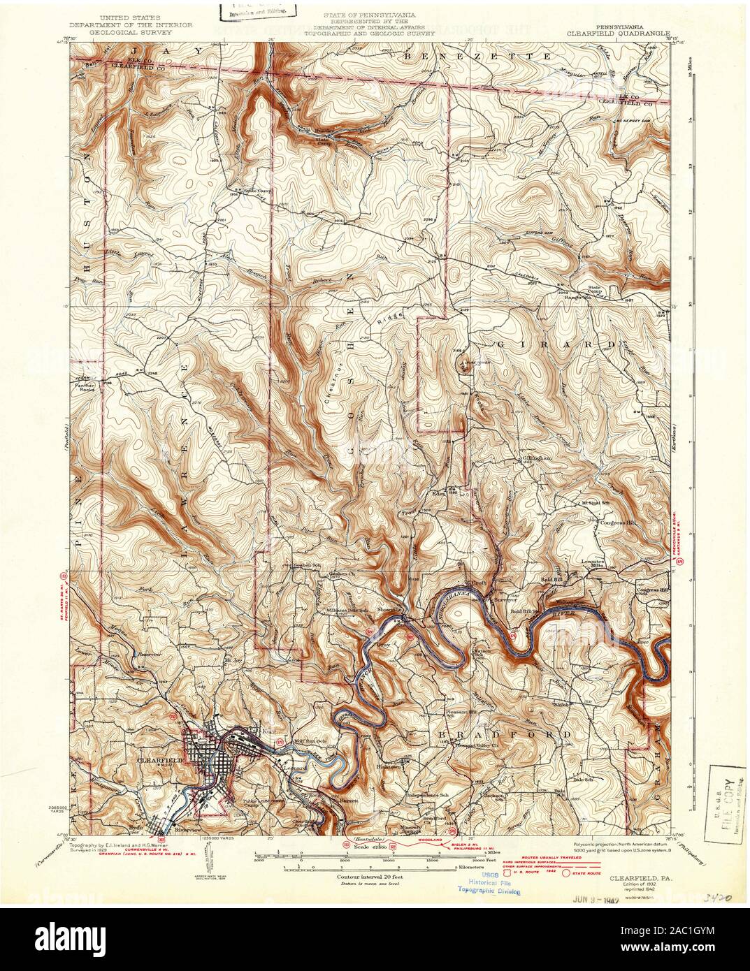 Map of clearfield hi-res stock photography and images - Alamy