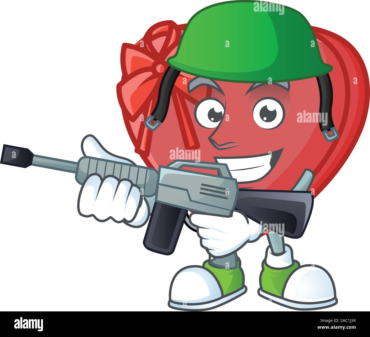 A cartoon style of love gift box Army with machine gun Stock Vector ...