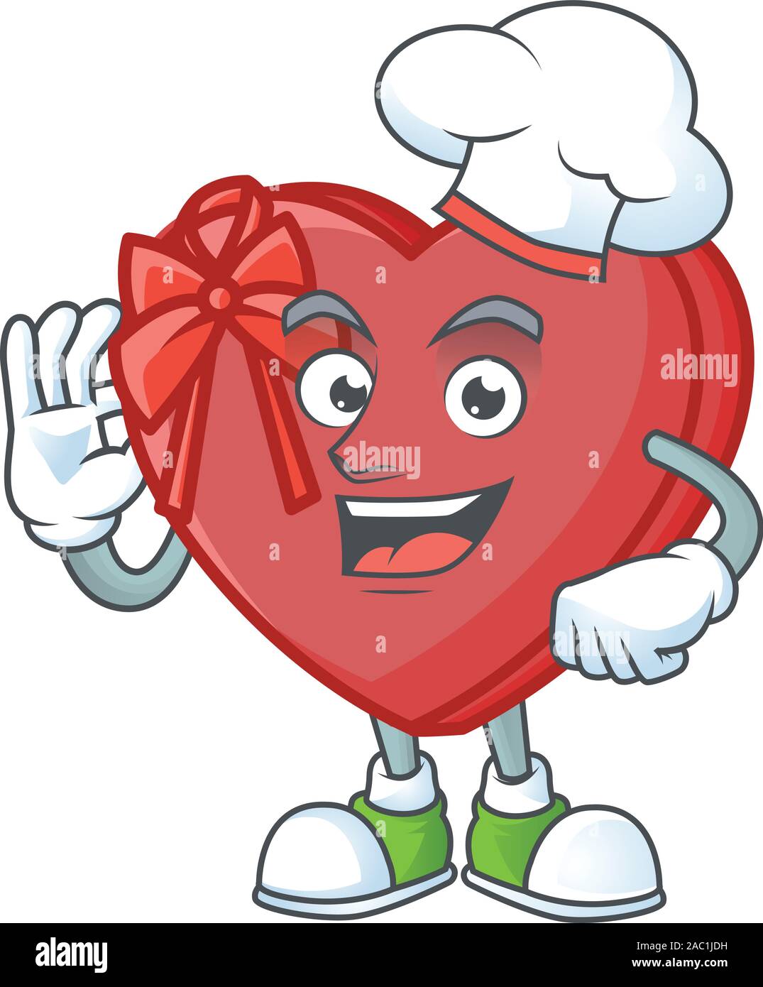 Happy Chef love gift box cartoon character with white hat Stock Vector ...