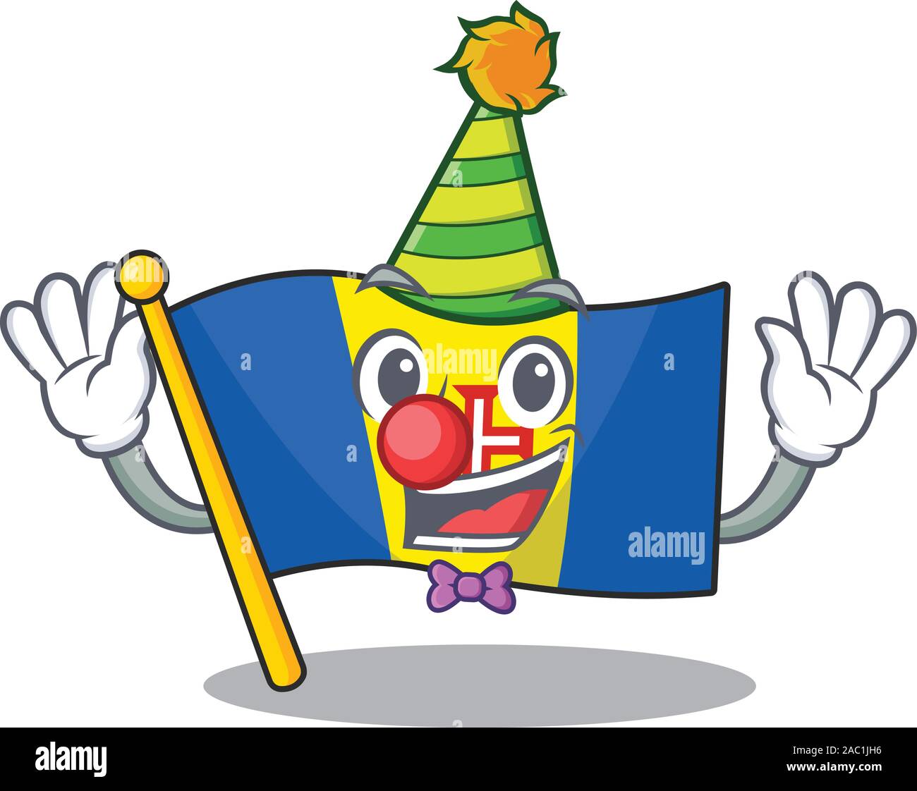 Cute Clown flag madeira placed on cartoon character mascot design Stock ...