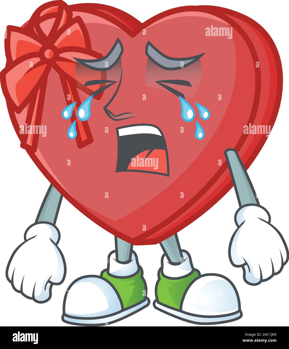 Sad Crying love gift box cartoon character design style Stock Vector ...