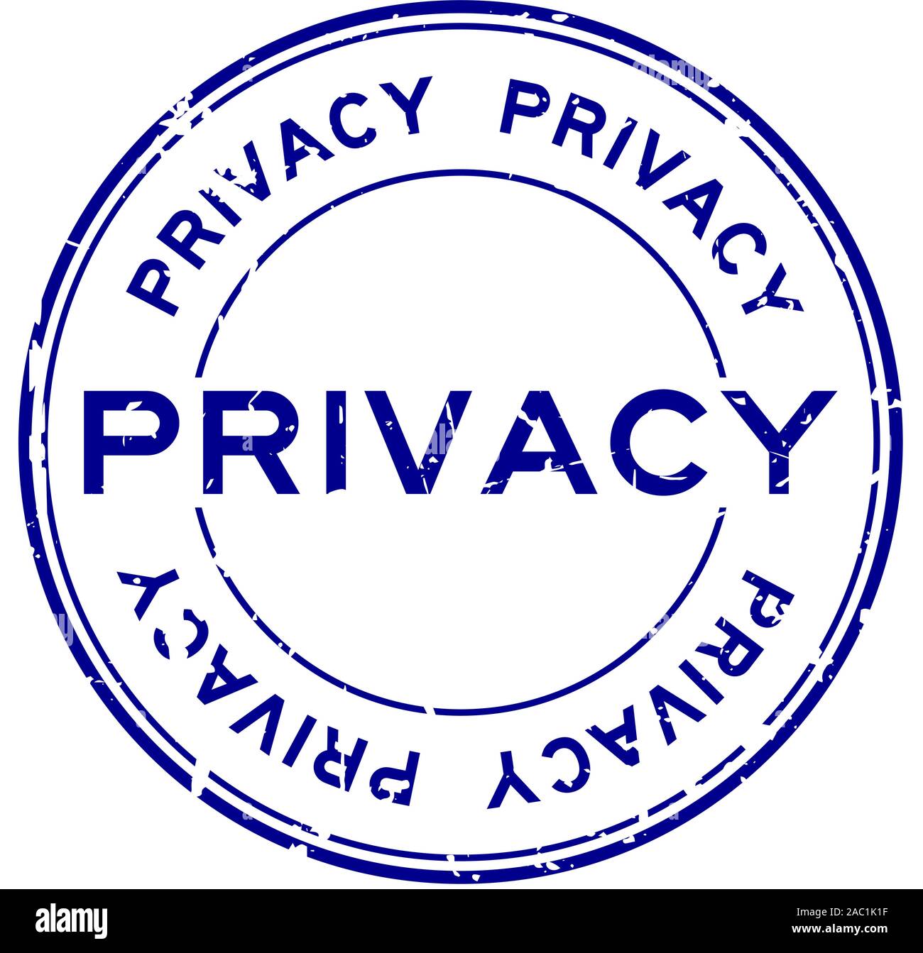 Grunge blue privacy word round rubber seal stamp on white background ...