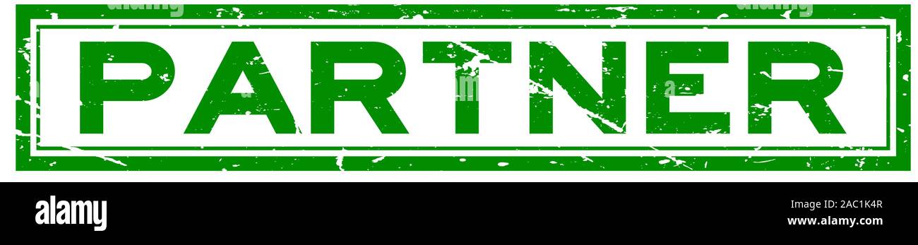 Grunge green partner word square rubber seal stamp on white background ...