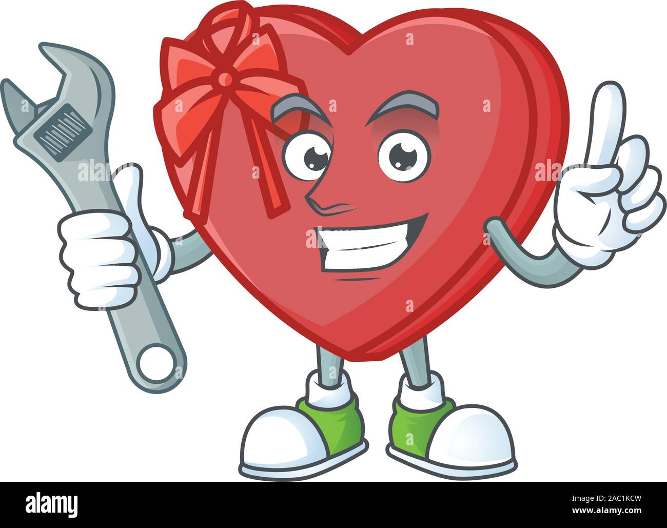 Professional Mechanic love gift box mascot cartoon character style ...