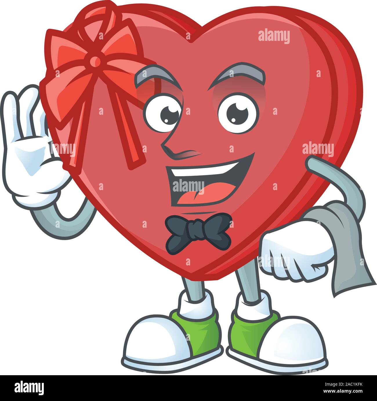 Love gift box Character on A stylized Waiter look Stock Vector Image ...