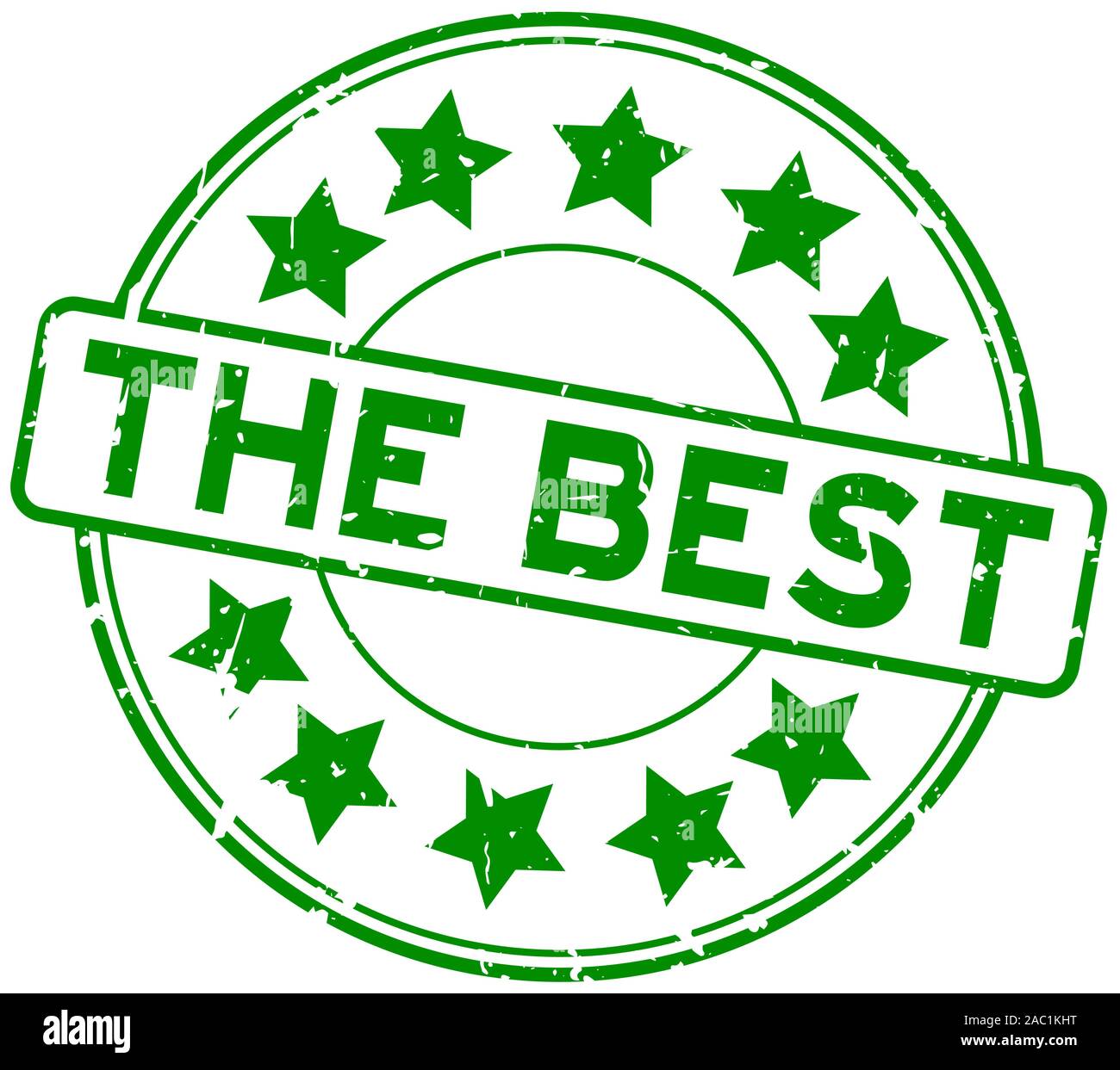 Grunge green the best word with star icon rubber seal stamp on white ...