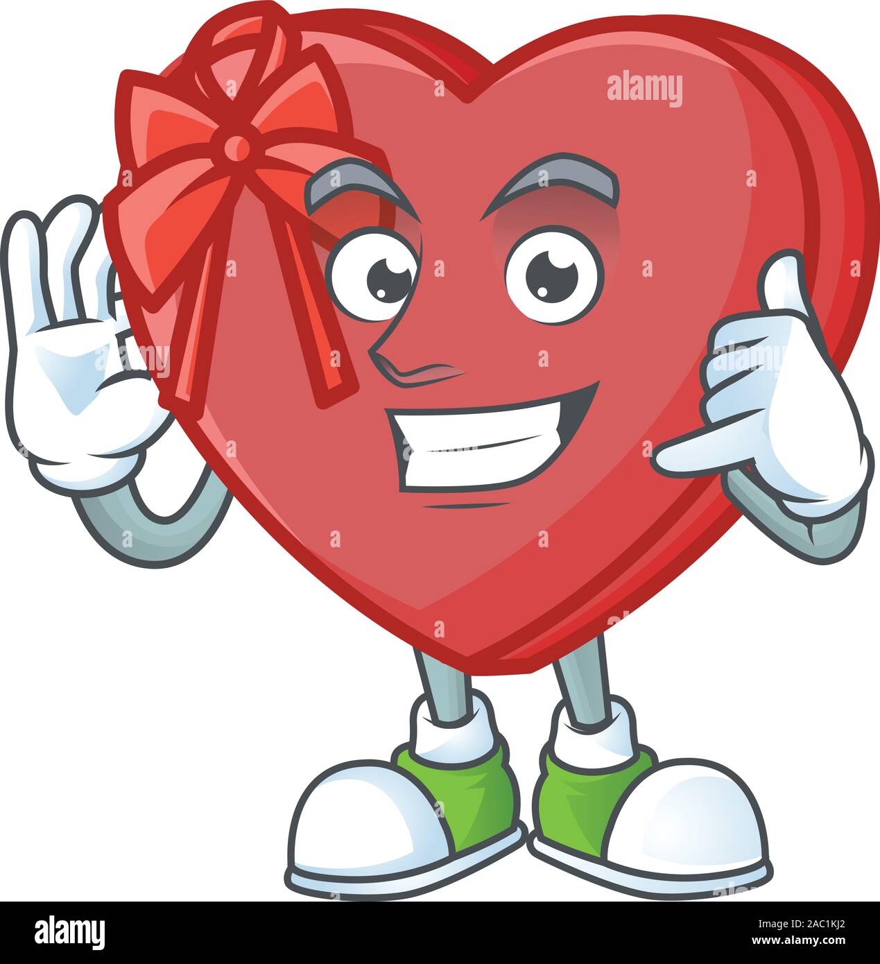 Call me cute love gift box mascot cartoon style Stock Vector Image ...