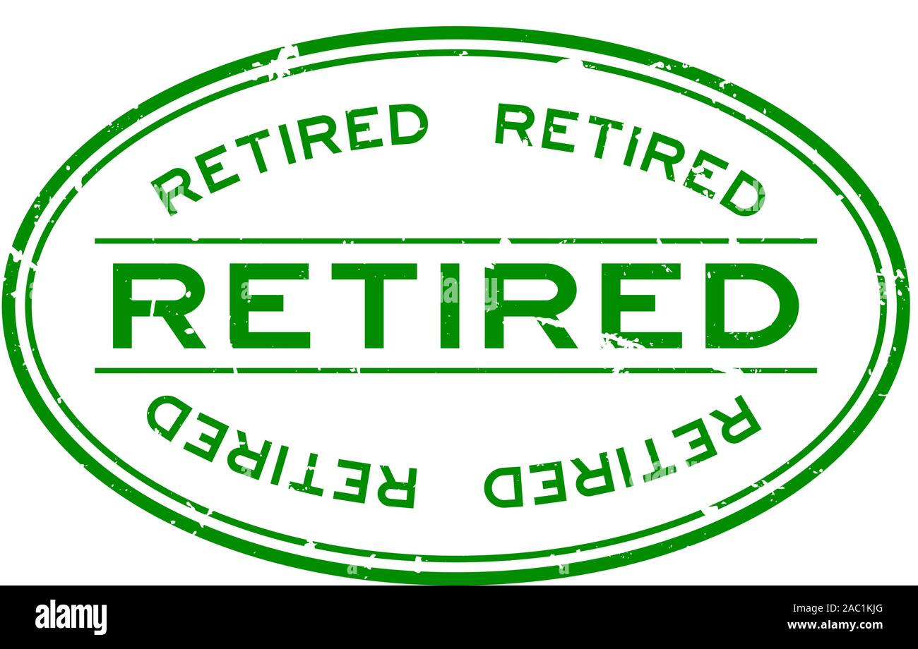 Grunge green retired word oval rubber seal stamp on white background ...