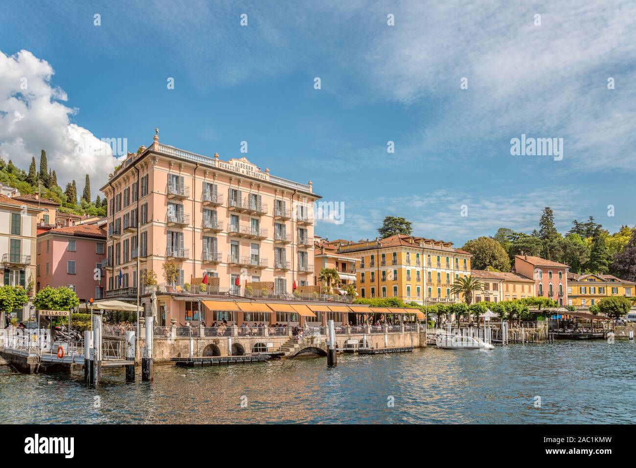 Waterfront of Bellagio at Lake Como seen from the lakeside, Lombardy ...