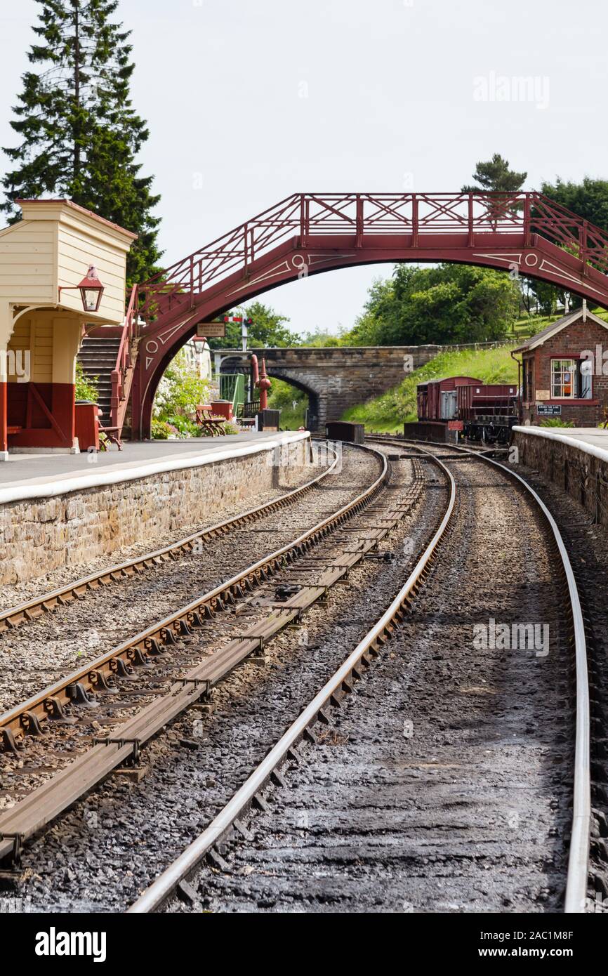 A view along the railway track at Goathland Station on the North ...