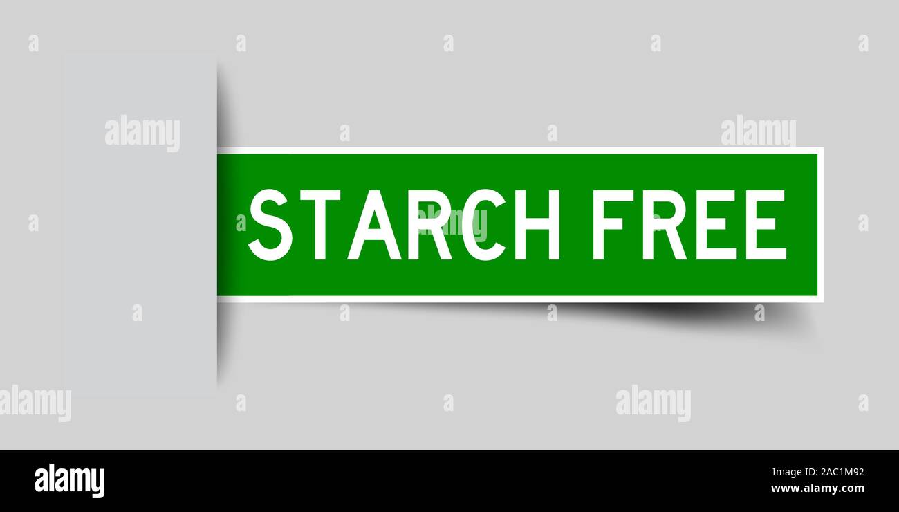 Square seal green color sticker in word starch free insert on gray ...