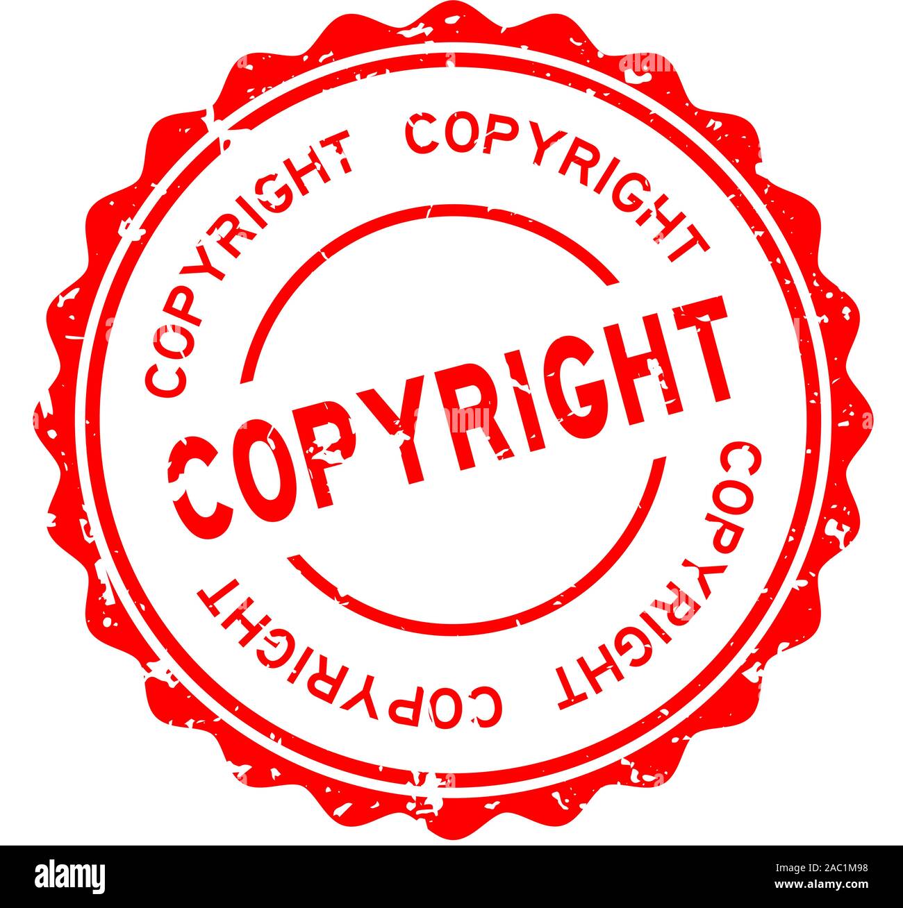 Grunge red copyright word round rubber seal stamp on white background ...