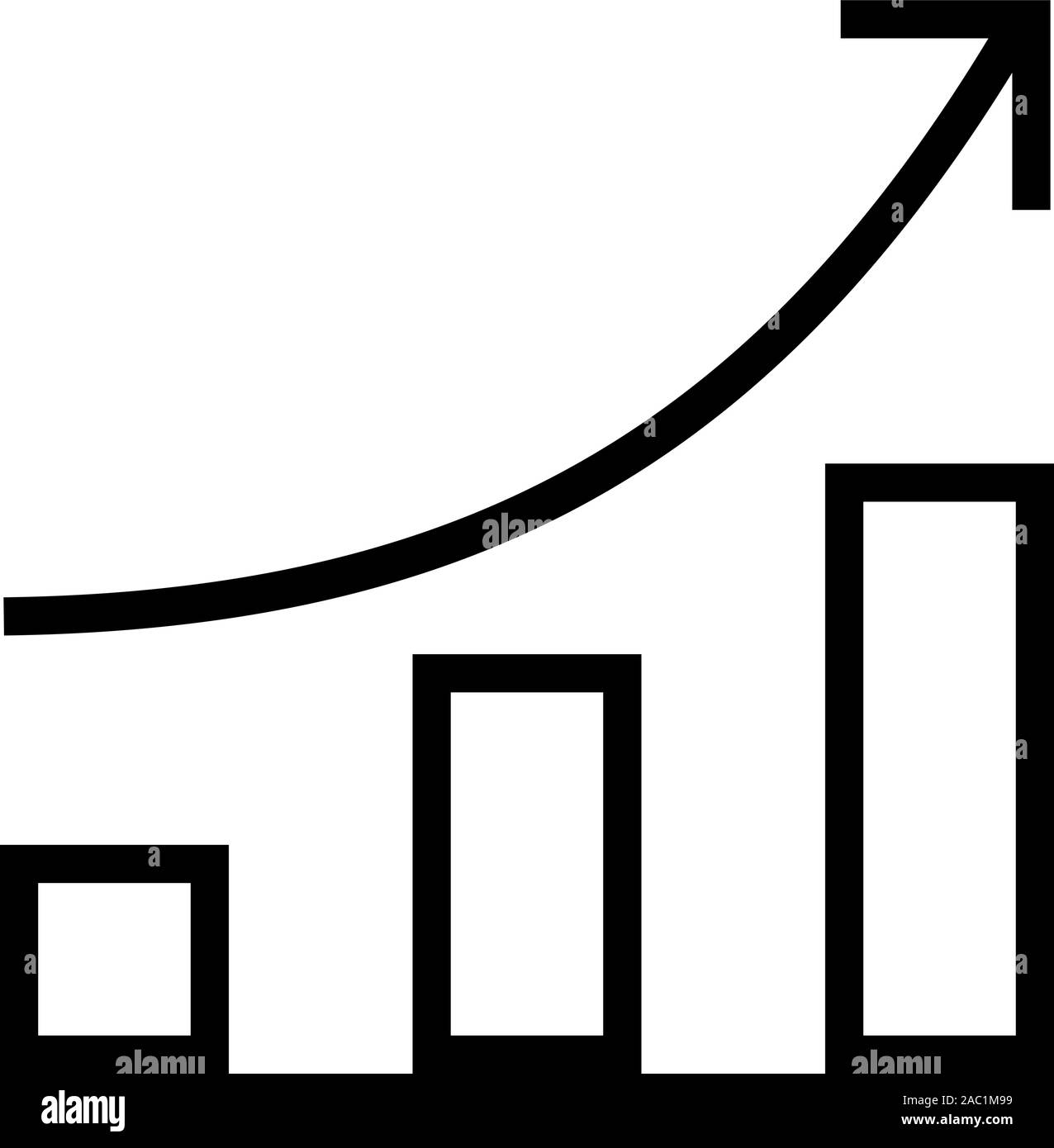 Icon of upward arrow with bar chart shape on white background Stock ...