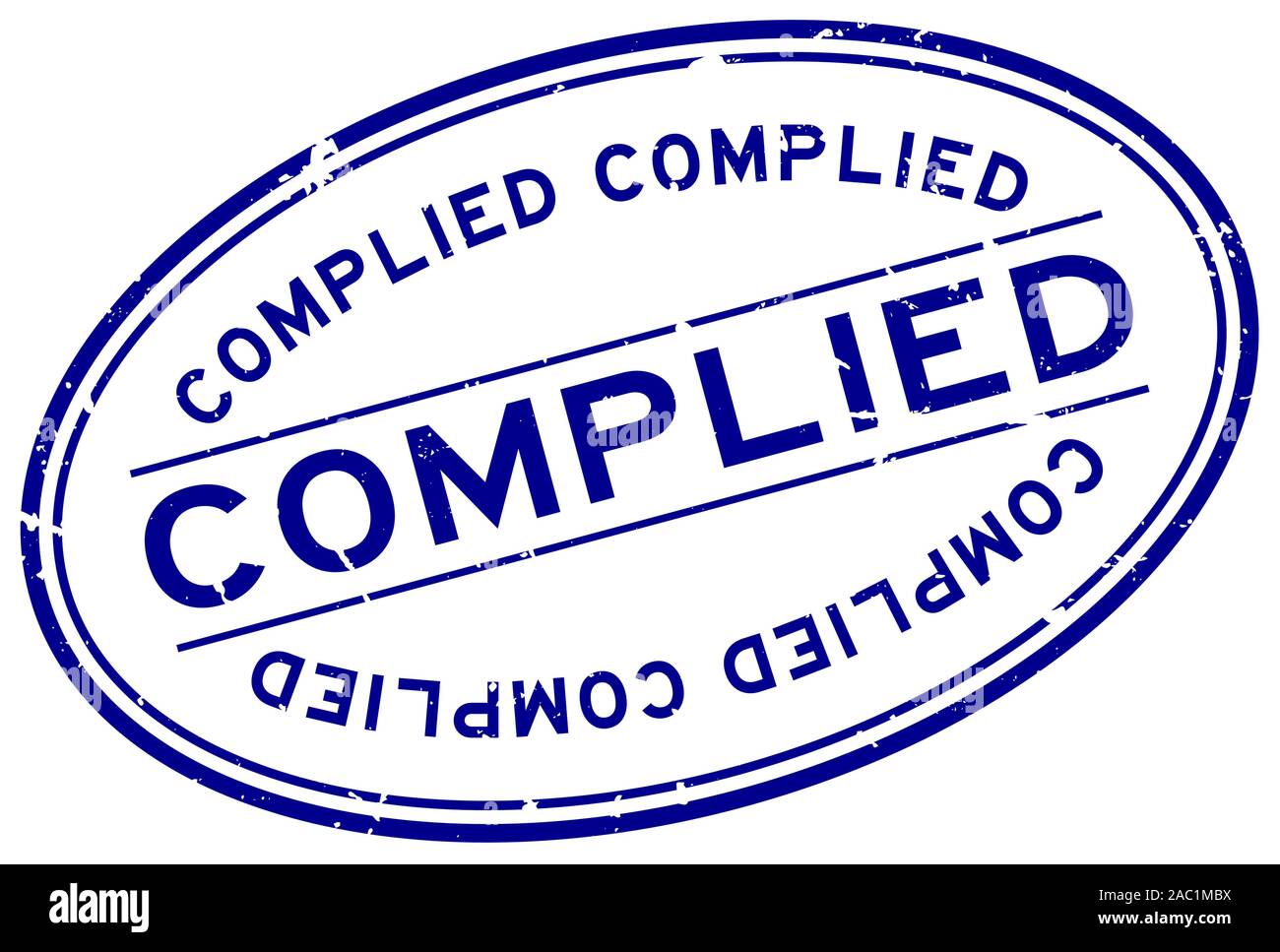 Grunge blue complied word oval rubber seal stamp on white background Stock Vector Image & Art ...
