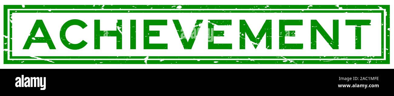 Grunge green achievement word square rubber seal stamp on white ...