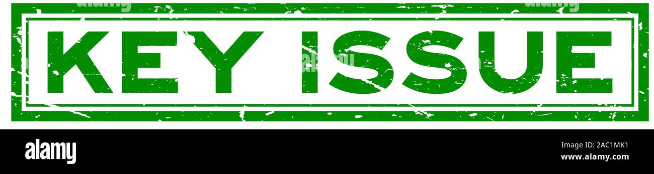Grunge green key issue word square rubber seal stamp on white ...