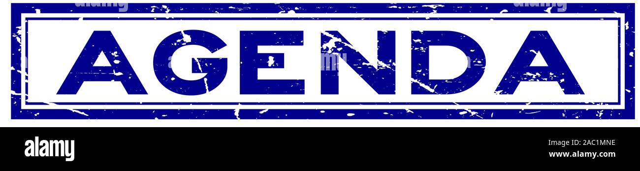 Grunge blue agenda word square rubber seal stamp on white background ...