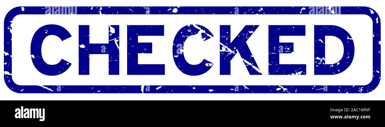 Grunge blue checked word rubber seal stamp on white background Stock ...