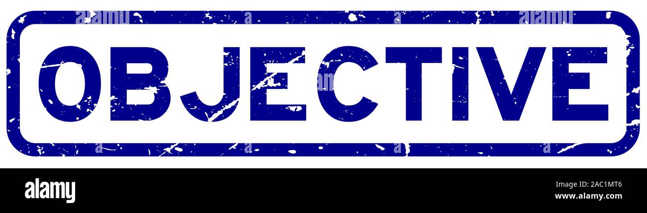 Grunge blue objective word square rubber seal stamp on white background ...