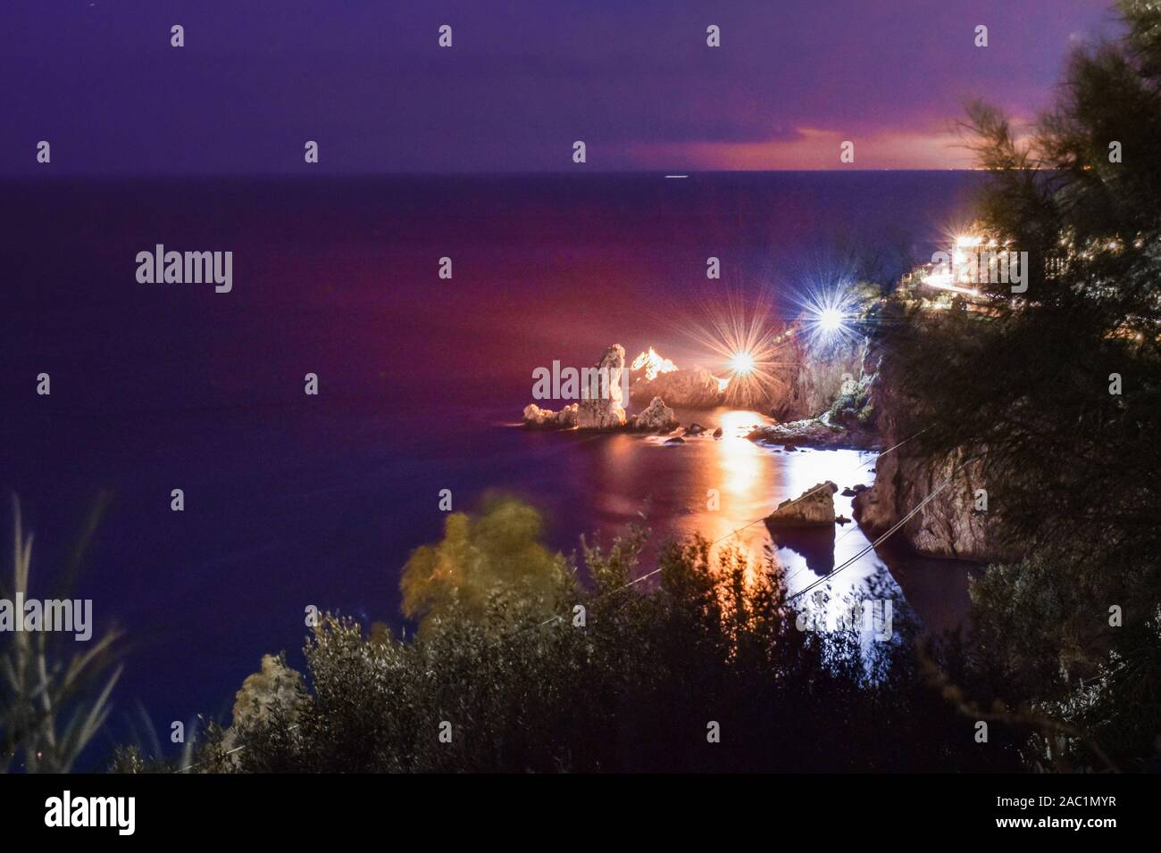 Night photography in Taormina, Italy, Sicily Stock Photo - Alamy