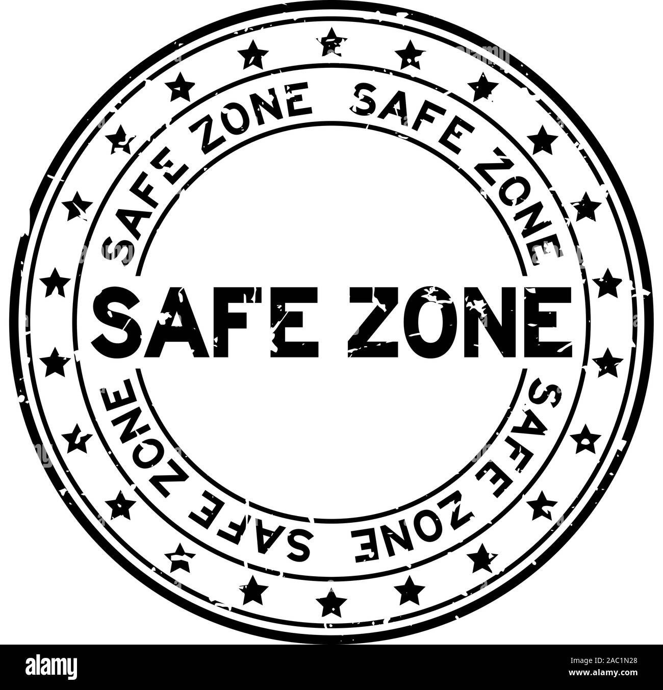 Grunge black safe zone word round rubber seal stamp on white background ...