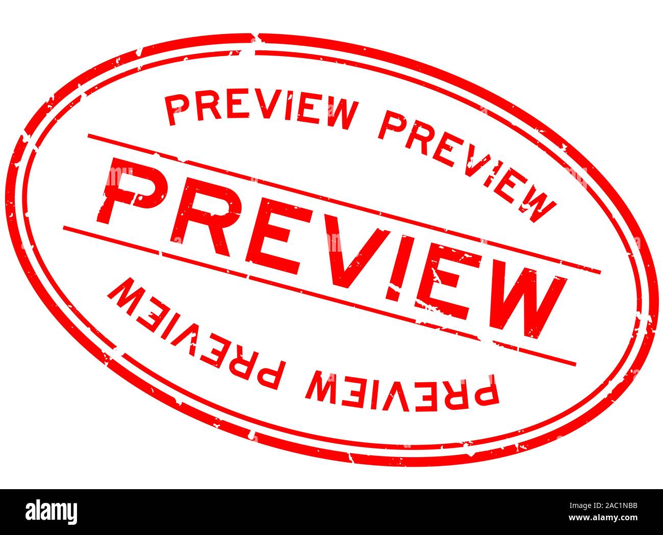 Grunge red preview word oval rubber seal stamp on white background ...