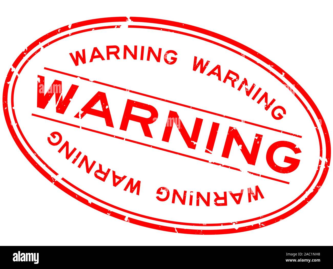Grunge red warning word oval rubber seal stamp on white background ...