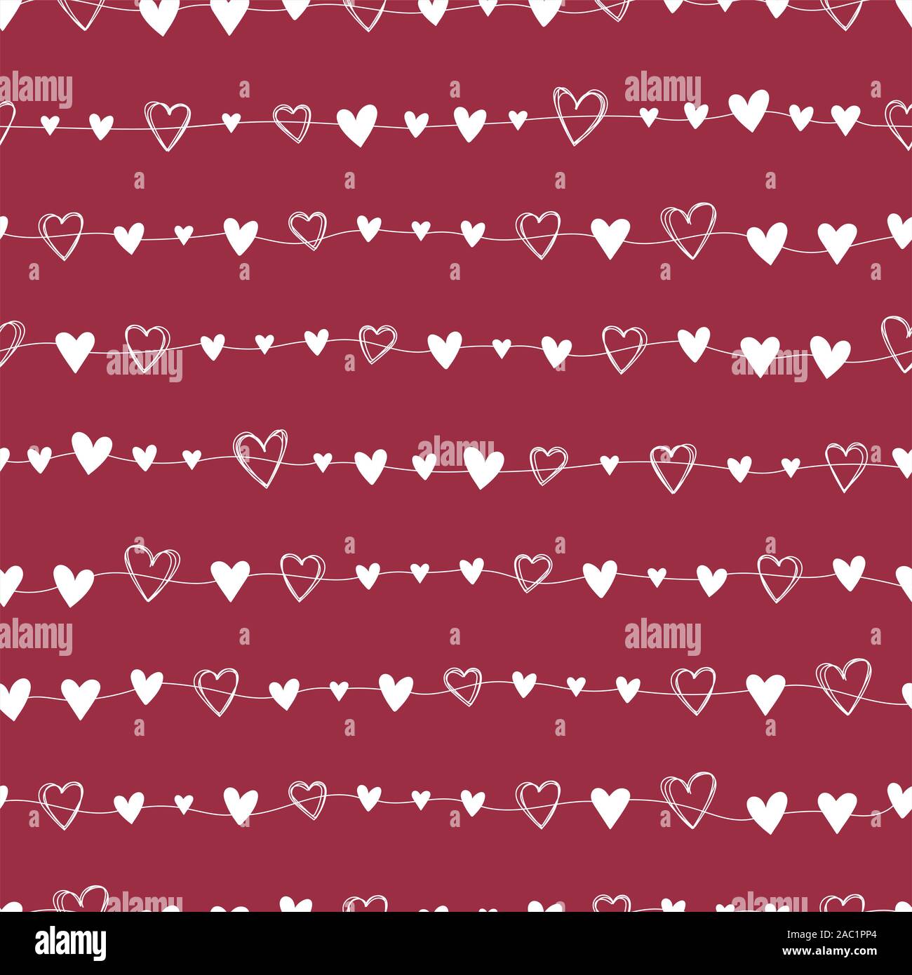 Cute hand drawn hearts seamless pattern, romantic doodle hearts ...