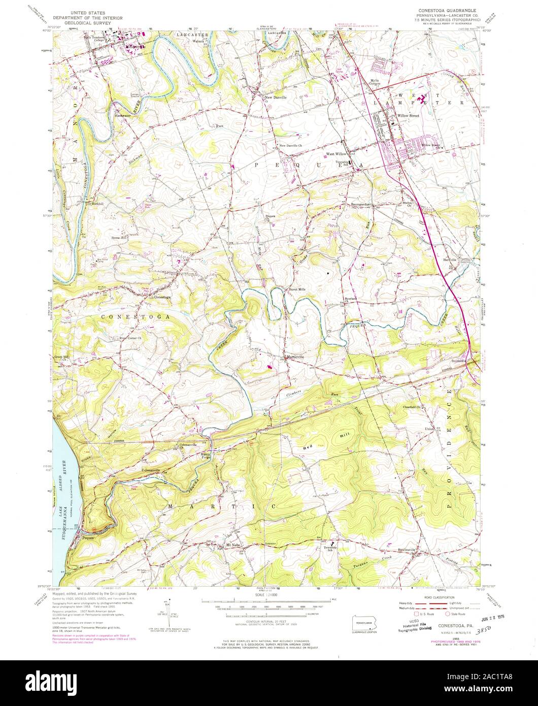 USGS TOPO Map Pennsylvania PA Conestoga 172380 1955 24000 Restoration ...