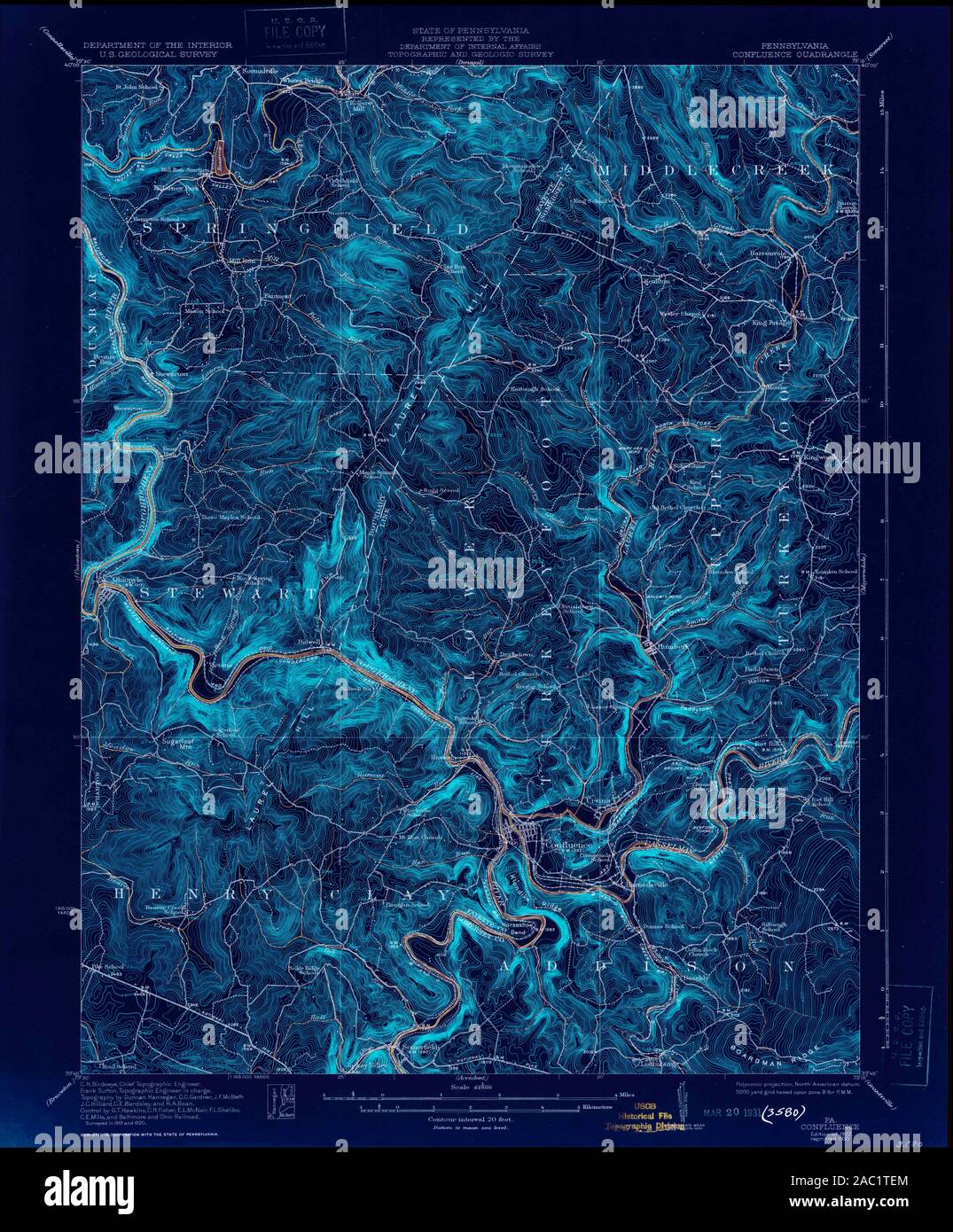 Confluence pennsylvania map hi-res stock photography and images - Alamy