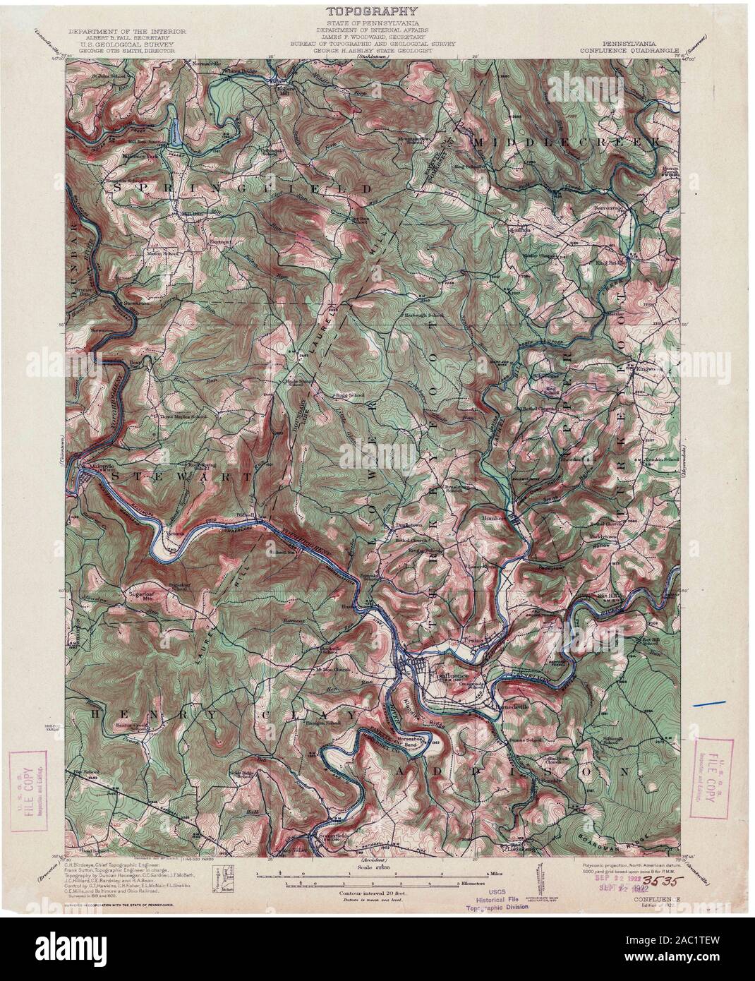 Confluence pennsylvania map hi-res stock photography and images - Alamy